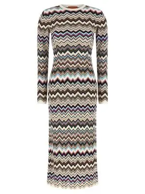 Missoni Zigzag Chevron Knit Midi Dress - Multicolor