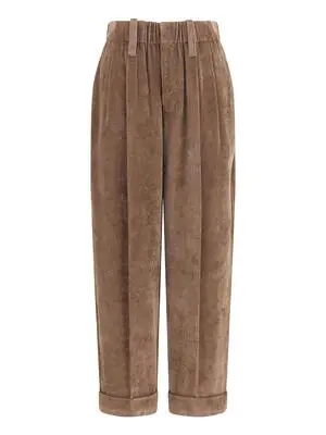 Brunello Cucinelli Elasticated Viscose And Cashmere Pants - Brown