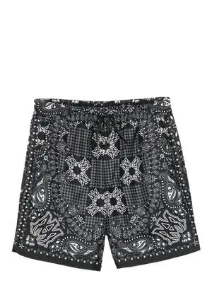Amiri Silk Bandana Checkered Bermuda Shorts - Black