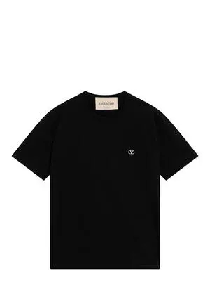 Valentino Garavani Cotton T-shirt With Vlogo Embroidery - Black