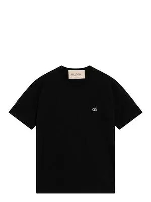 Valentino Garavani Cotton T-shirt With Vlogo Embroidery - Black