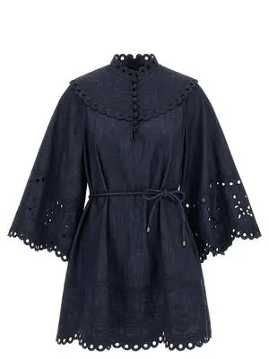 Zimmermann Mahon Cotton Denim Mini Dress - Blue
