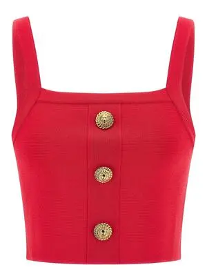 Balmain BALMAIN Viscose Knit Top With Gold Tone Buttons Pink