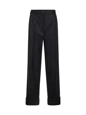 Dolce & Gabbana Black Two-way Stretch Twill Pinstriped Trousers - Multicolor