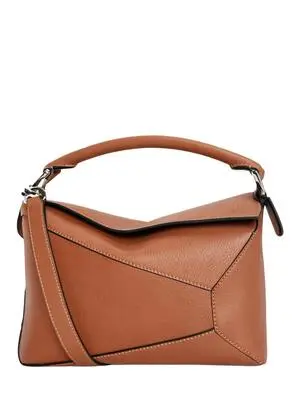 Loewe Puzzle Edge Leather Handbag With Engraved Anagram Logo - Tan