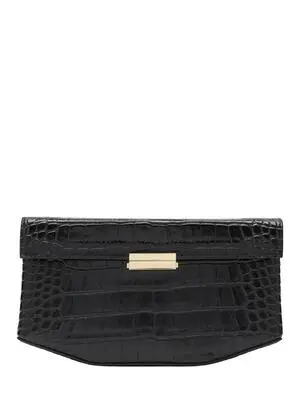 TOTEME Clip Croc-embossed Leather Shoulder Bag - Black