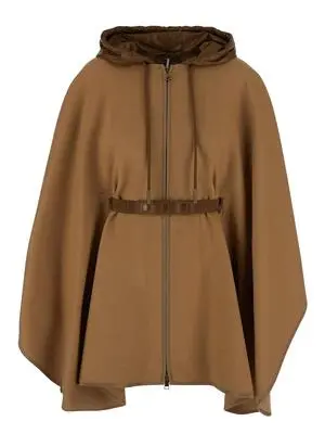 Moncler Blend Wool Cape With Adjustable Belt By - Cream