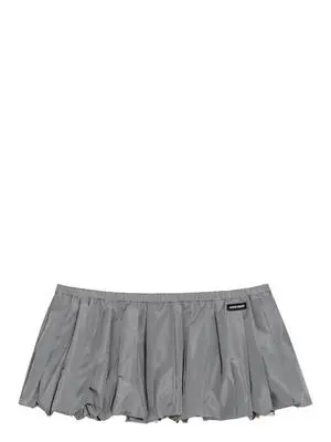Miu Miu Pleated Balloon Tec Canvas Miniskirt In Lead Grey - Gray
