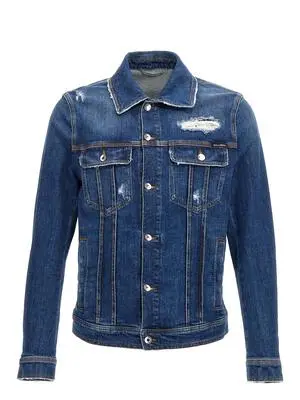 Dolce & Gabbana Distressed Denim Jacket - Blue