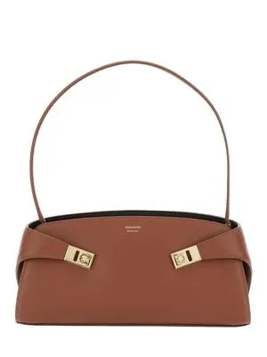 FERRAGAMO Hug East West Leather Shoulder Bag - Brown