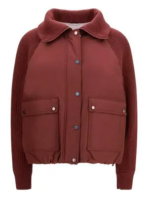 Brunello Cucinelli Down Jacket With Wool Sleeves - Multicolor