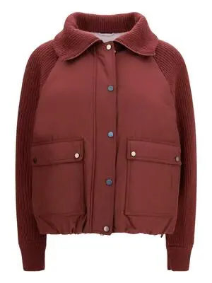 Brunello Cucinelli BRUNELLO CUCINELLI Down Jacket With Wool Sleeves Multicolor