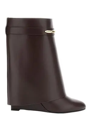 Givenchy Leather Wedge Heel Ankle Boots - Brown