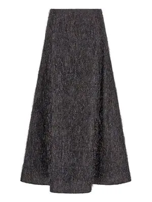 Peserico Metallic Fringes Midi Skirt - Blue