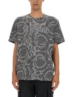 Versace Silhouette Baroque Logo T-shirt - Gray