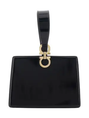 SALVATORE FERRAGAMO Ferragamo Women Clutch With Clasp Closure And Black Leather Handle For Women