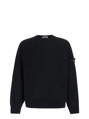Stone Island STONE ISLAND Cotton Crewneck Sweatshirt With Sleeve Logo Patch Black