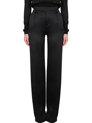Saint Laurent Satin Flared Pants - Black