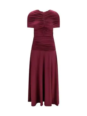SELF-PORTRAIT Ruched Midi Dress In Jersey - Multicolor