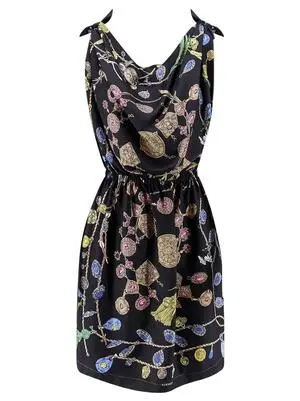 Versace Printed Silk Twill Midi Dress - Black