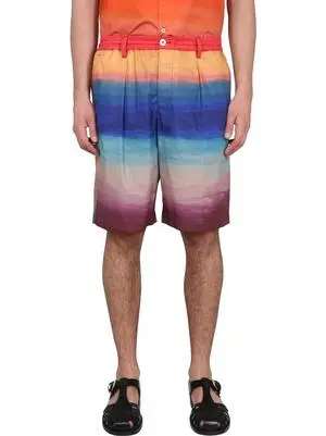 Marni Printed Cotton Bermuda Shorts - Multicolor