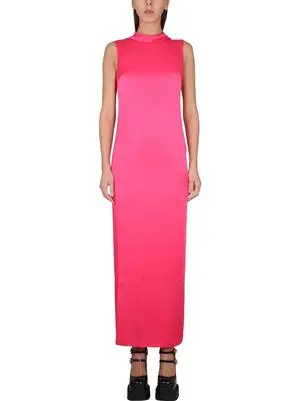 Versace Long Dress With Ring Neckline - Pink