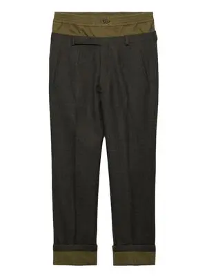 Prada PRADA Check Pattern Tailored Trousers Green