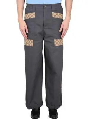 Gucci GUCCI Cotton Fabric Trousers With Monogram Inserts Multicolor