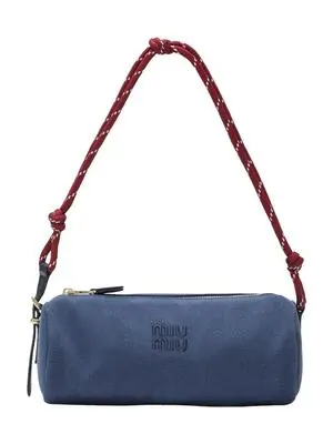 Miu Miu Cotton Gabardine Pouch In Indigo And Amaranth - Blue