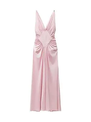 Versace Viscose Jersey Rombo Motif Evening Gown - Pink