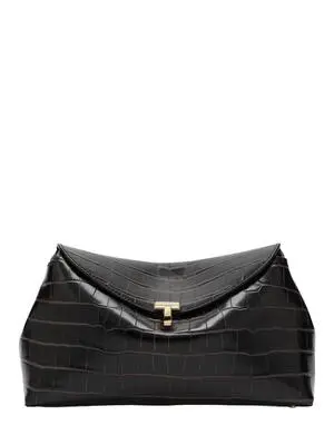TOTEME Toteme Brown T-Lock Clutch In Crocodile-Embossed Leather Women Brown