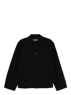 LEMAIRE Cotton And Calf Leather Shirt Jacket - Black