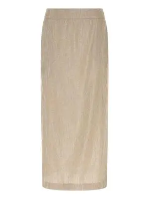 Peserico PESERICO Lamé Thread Midi Skirt Cream