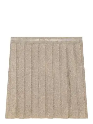 Miu Miu Pleated Lurex Miniskirt - Silver