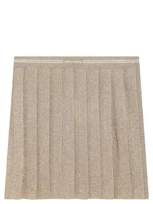 Miu Miu MIU MIU Pleated Lurex Miniskirt Silver