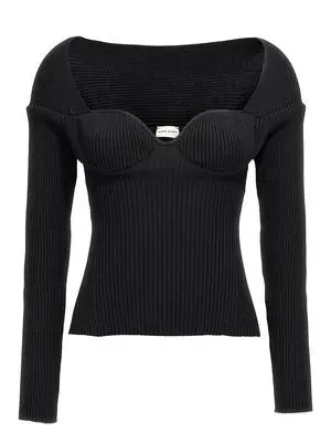 Magda Butrym Ribbed Sweetheart Sweater - Black