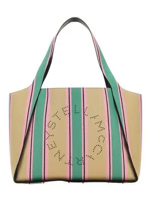Stella McCartney STELLA MCCARTNEY Embroidered Raffia Stella Logo Shopping Bag Multicolor
