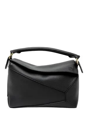 Loewe Grained Leather Puzzle Edge Bag - Black