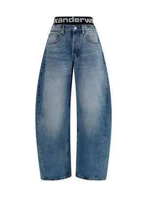 Alexander Wang Layered Belt Logo-waist Jeans - Blue