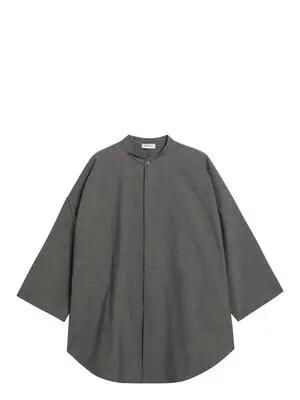 Fear Of God Relaxed Mandarin Shirt In Wool Blend - Gray