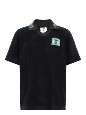 Casablanca Towelling' Jacquard Polo Shirt - Black