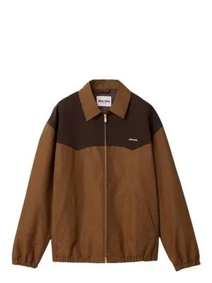 Miu Miu MIU MIU Gingham Check Oversized Blouson Jacket Brown