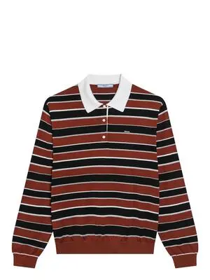 Prada Prada Rust/Black Striped Silk Polo Women Brown