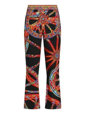 Dolce & Gabbana Carretti Print Silk Trousers - Multicolor