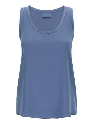 Brunello Cucinelli BRUNELLO CUCINELLI Stretch Silk Satin Sleeveless Tank Top Blue