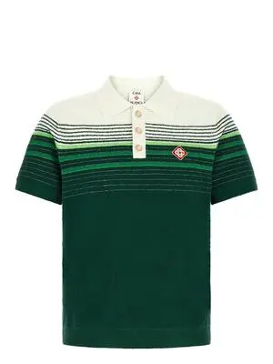 Casablanca Bouclé Stripes' Polo Shirt - Green
