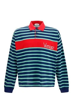 Versace Striped Cotton Polo - Multicolor