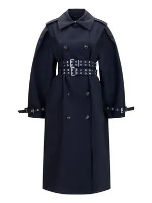 GANNI Cotton Double-breasted Trench Coat - Black