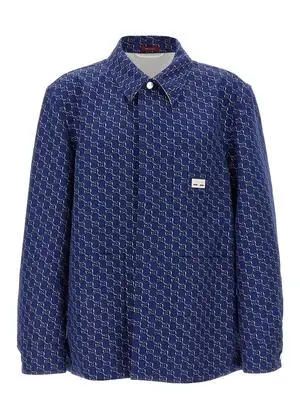 Gucci Gg Shadow Jacquard Cotton Jacket - Blue