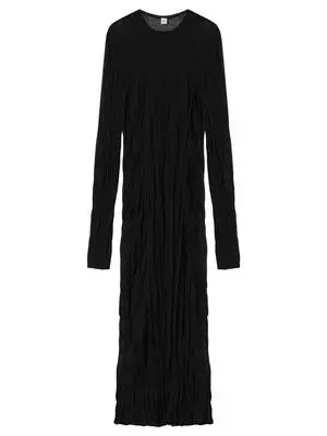 TOTEME Crinkled Knit Maxi Dress With Long Sleeves - Black